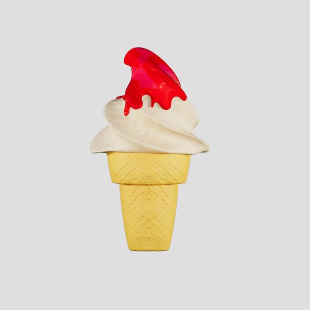 Premium Vector Ice Cream Waffle Cone Icecream Blueberry Scoops Orange