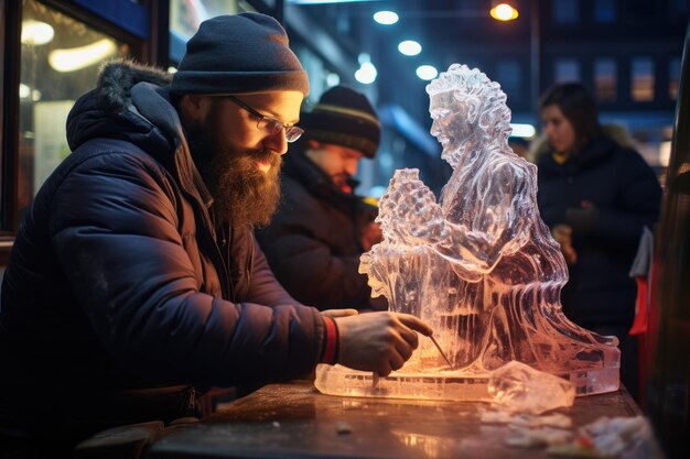 Premium Photo | Ice Sculpture Artists Generative AI Premium Photo | Ice Sculpture Artists Generative AI