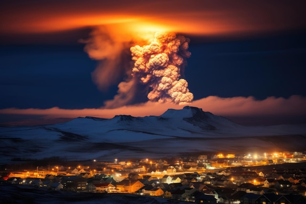 Premium Ai Image Iceland Town Of Grindavik Volcanic Eruption