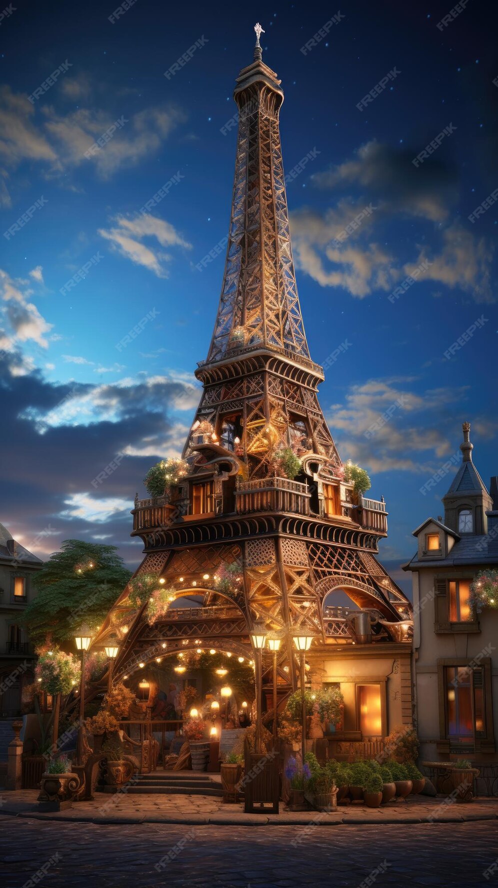 Premium Photo | The illuminated Eiffel Tower at night Premium Photo | The illuminated Eiffel Tower at night