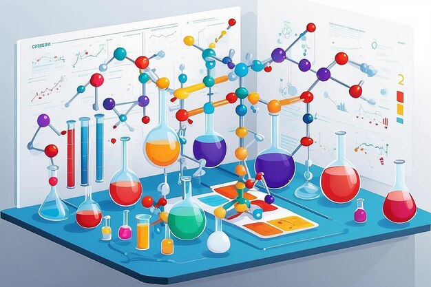 Premium Photo | Illustrate a corner of the lab with colorful molecular ... Premium Photo | Illustrate a corner of the lab with colorful molecular ...