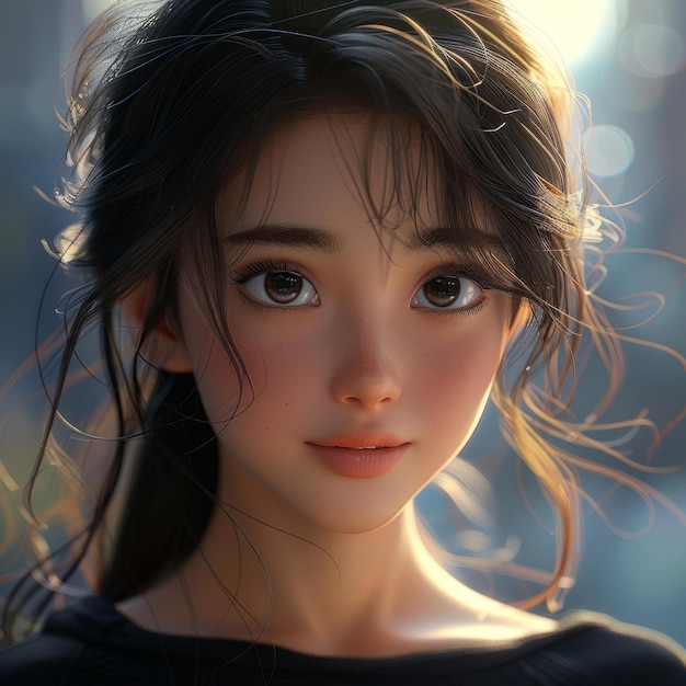 Premium Photo An Illustration Of A Beautiful Asian Girl With Long