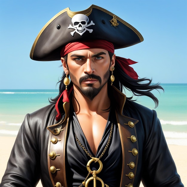 Premium Photo Illustration Of A Captain Pirate