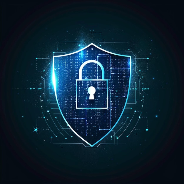 Illustration of a lock and shield symbolizing security and privacy in ... Illustration of a lock and shield symbolizing security and privacy in ...