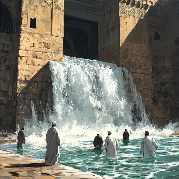 An illustration of the significance of Zamzam water in Hajj | Premium ... An illustration of the significance of Zamzam water in Hajj | Premium ...