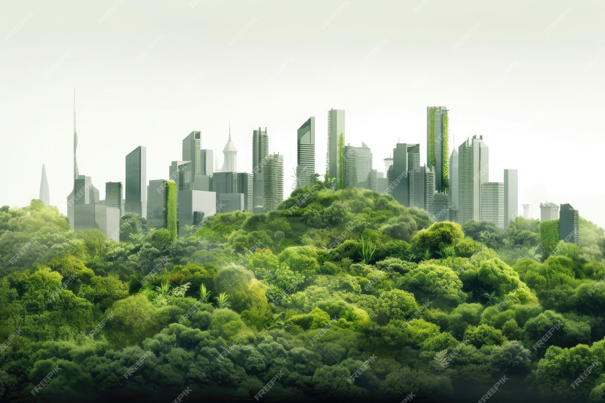 Premium AI Image | Image Of City Skyline Transforming Into Green ... Premium AI Image | Image Of City Skyline Transforming Into Green ...
