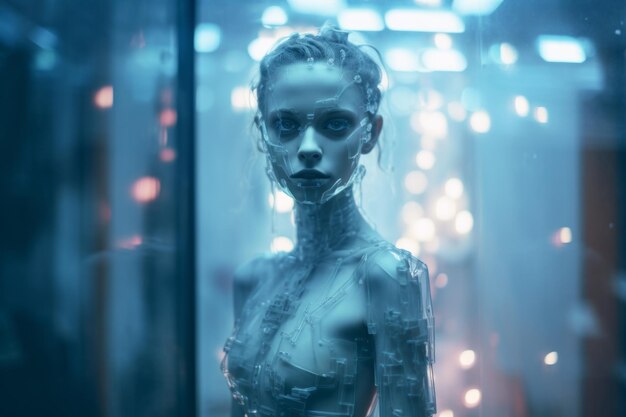 Premium Photo An Image Of A Woman In A Glass Case