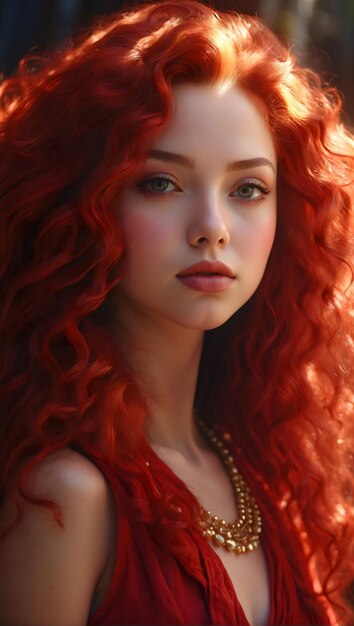 Premium Photo Image Of Young Woman In Red Hair Created With Generative Ai