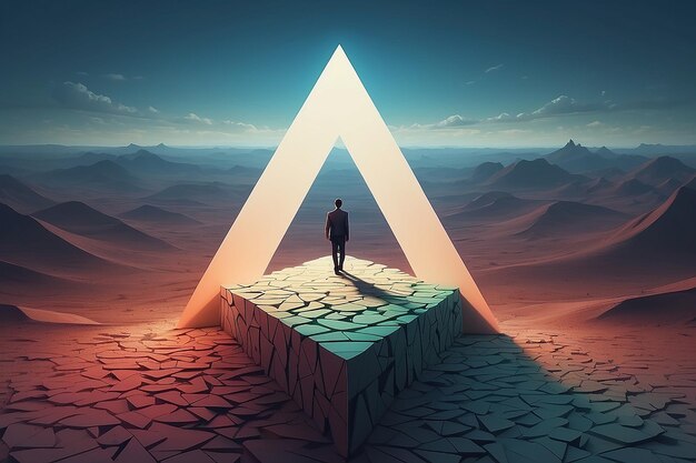 Premium Photo | Impossible Journey Man Walking on Surreal Penrose Triangle Premium Photo | Impossible Journey Man Walking on Surreal Penrose Triangle