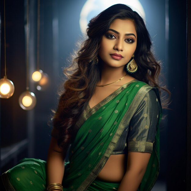 Premium Ai Image Indian Girl Wearing A Saree Posing For Camera 5965