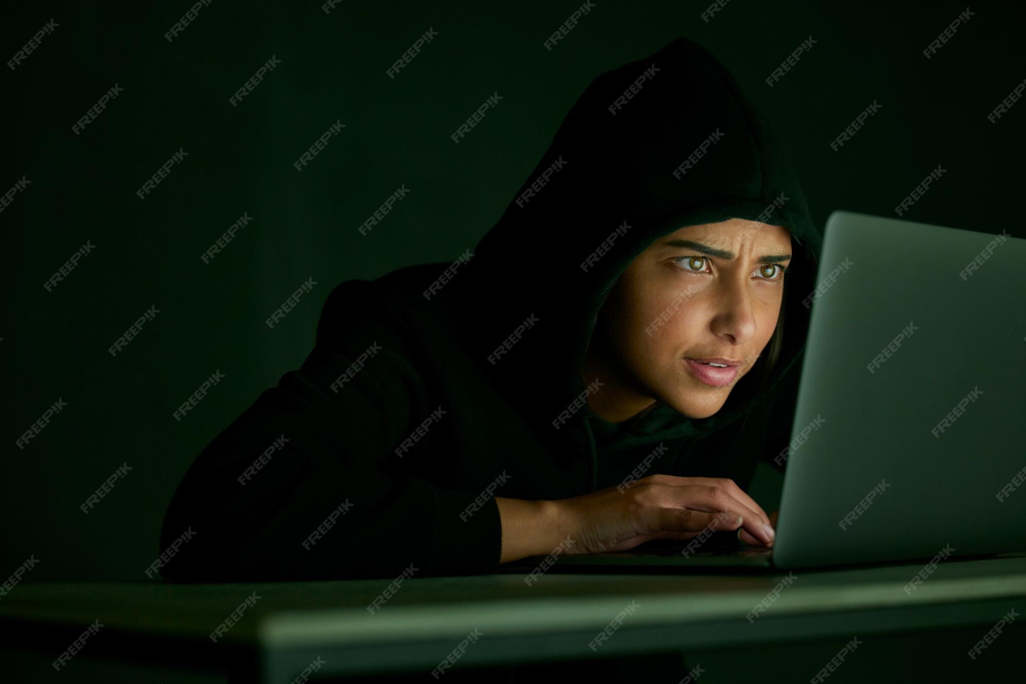 Premium Photo | Indian woman hacker and mockup of banking and database ...