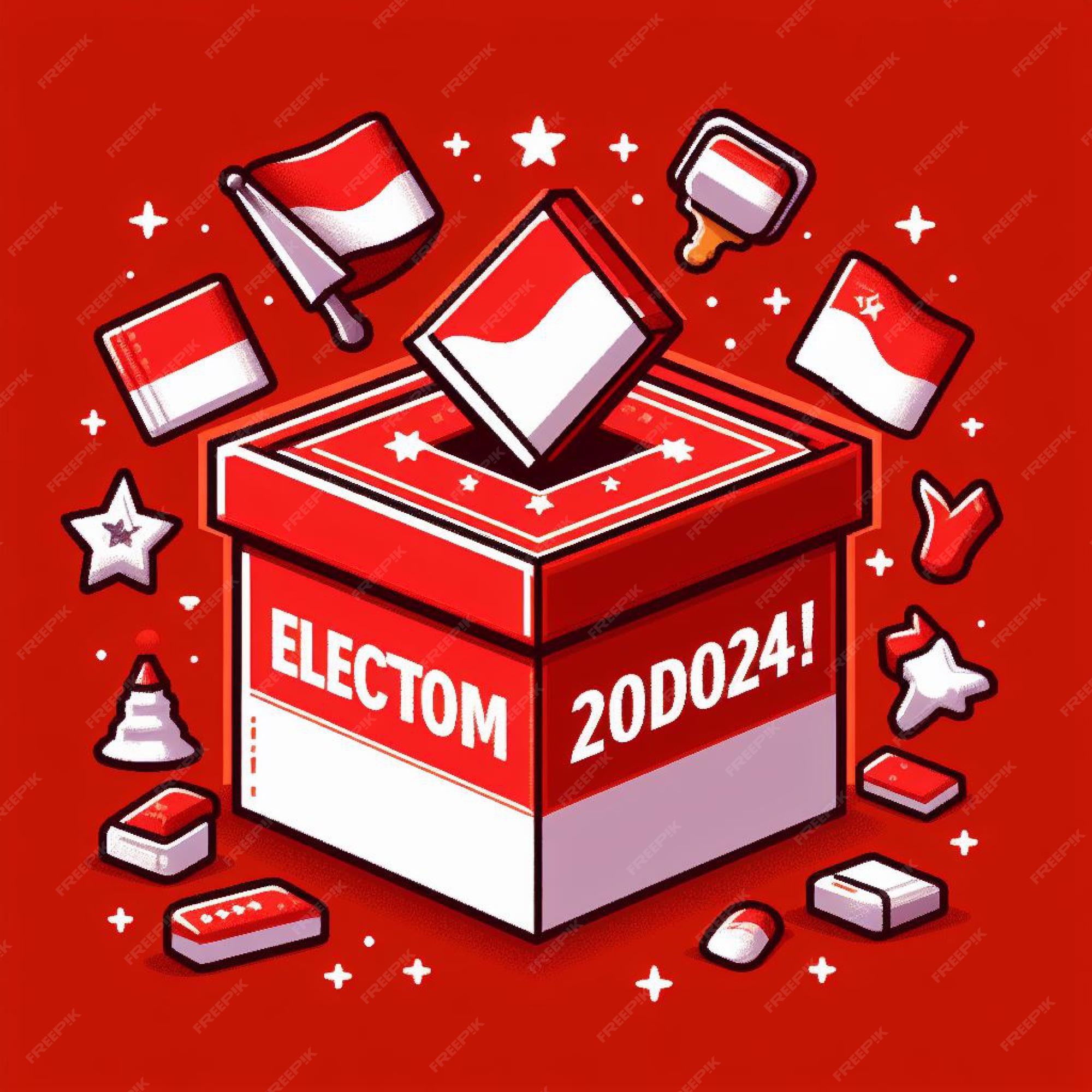 Premium AI Image | Indonesian election day 2024 box vector red background Premium AI Image | Indonesian election day 2024 box vector red background