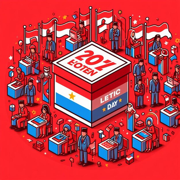 Premium AI Image | Indonesian election day 2024 box vector red background Premium AI Image | Indonesian election day 2024 box vector red background