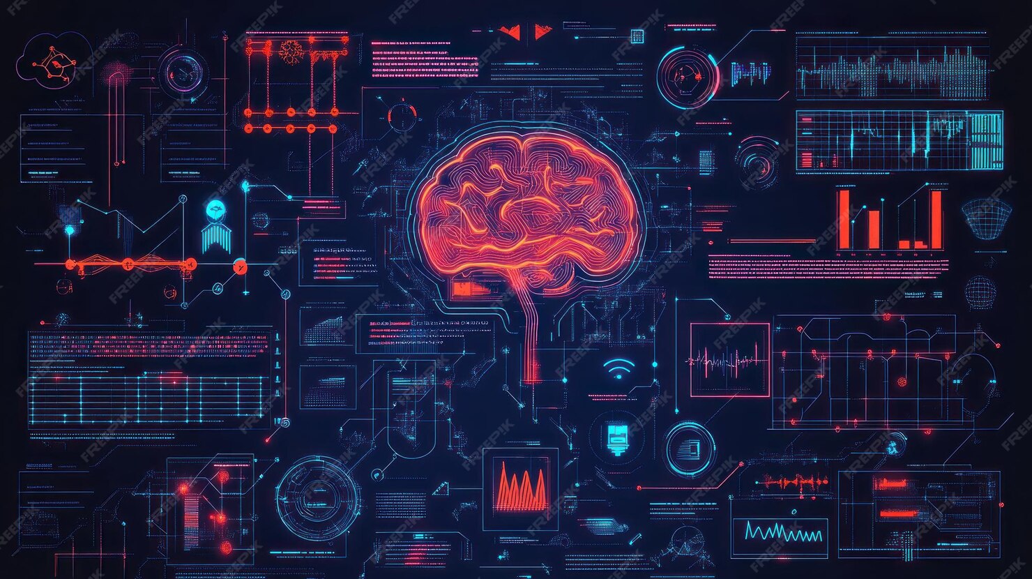 Infographic layout with a focus on artificial intelligence and machine ...