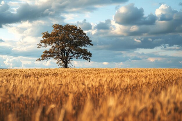 Premium AI Image | Inner Peace Lone Tree in Vast Open Field Premium AI Image | Inner Peace Lone Tree in Vast Open Field