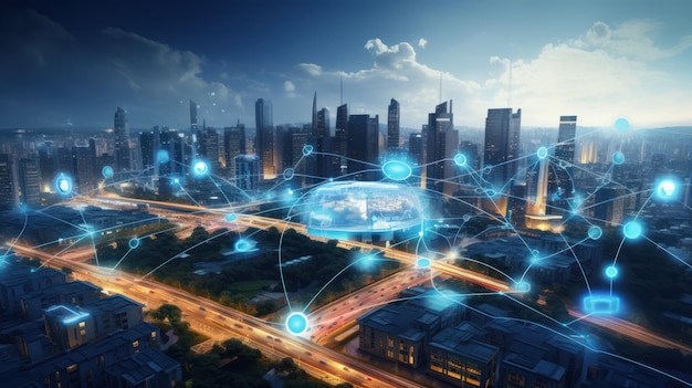 Premium Photo | Innovation modern city with wireless network connection ... Premium Photo | Innovation modern city with wireless network connection ...