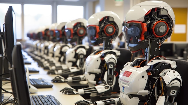 Innovative Office Setting Featuring Multiple Robots | Premium AI ... Innovative Office Setting Featuring Multiple Robots | Premium AI ...