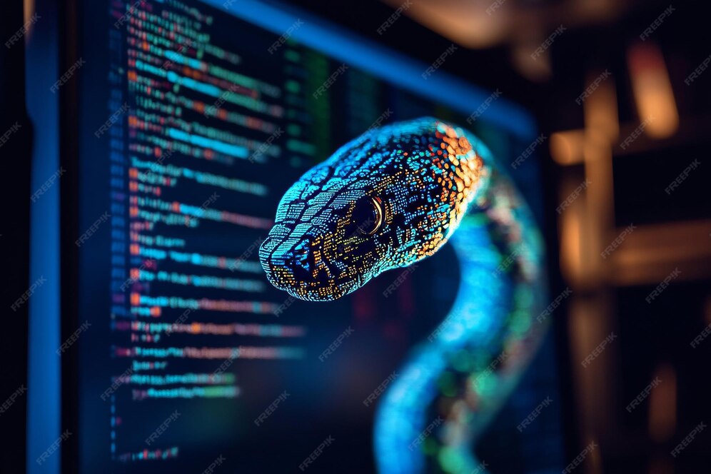 Inspiring Python Programming JourneyDigital Snake on Computer Screen for Data Engineering ...