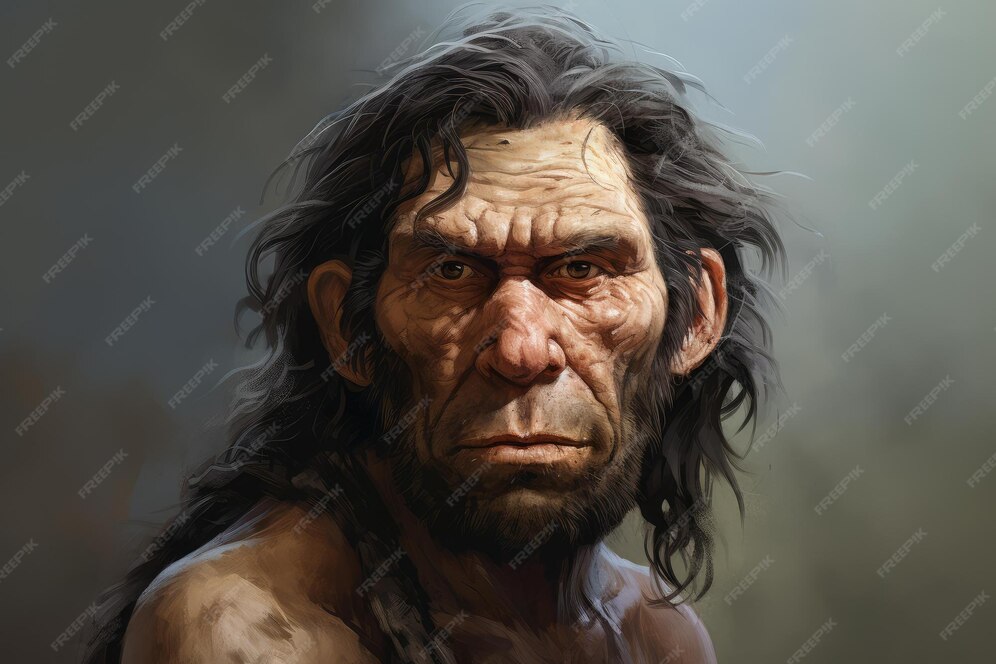 Premium Photo | Intense Neanderthal man face portrait Generate Ai Premium Photo | Intense Neanderthal man face portrait Generate Ai