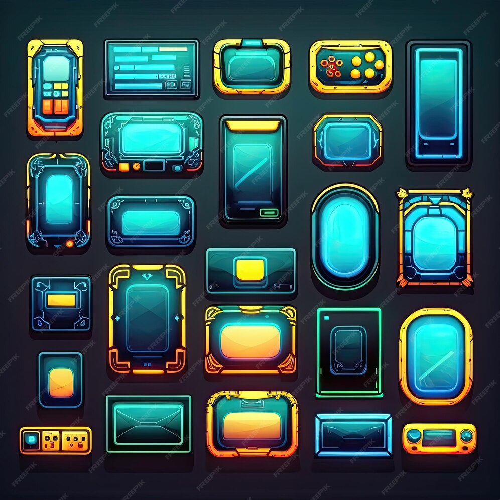 Premium Photo | Interface rectangle frame game ai generated background gui button element banner ...