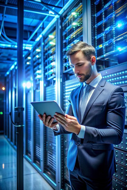 Internet Business Digital technology Network and cybersecurity of data center Engineer protect ...