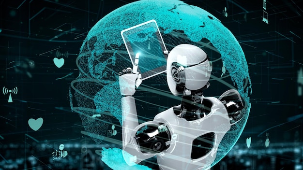 Premium Photo | Internet connection controlled by ai robot huminoid and ... Premium Photo | Internet connection controlled by ai robot huminoid and ...