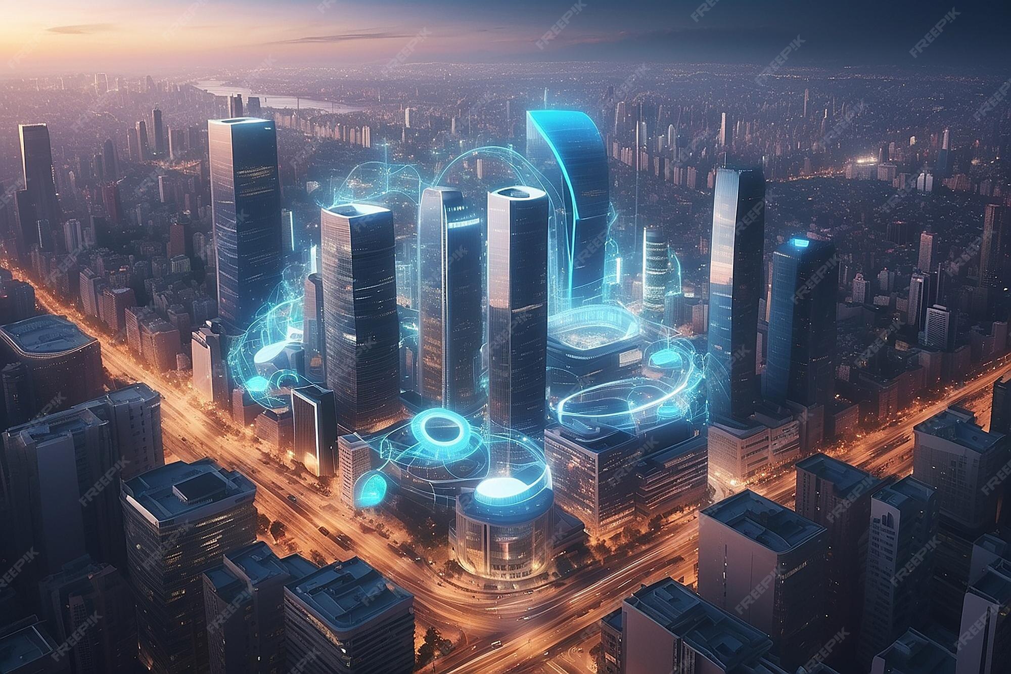 Premium Photo | Internet of things concept in the city Premium Photo | Internet of things concept in the city