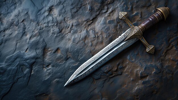 Premium Photo | Intricately designed medieval dagger on a stone background Premium Photo | Intricately designed medieval dagger on a stone background