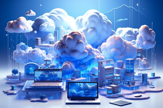 Premium AI Image | IoT 3D Cloud Computing Hosting Technology with ... Premium AI Image | IoT 3D Cloud Computing Hosting Technology with ...