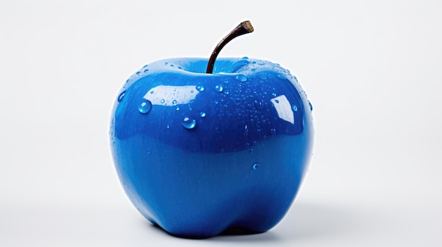 Isolated Blue Apple on White Background A Strange and Unique Coloured Fruit Premium AI generated image