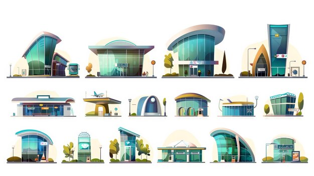 Premium Photo | Isolated white background with cartoon icons of modern ... Premium Photo | Isolated white background with cartoon icons of modern ...