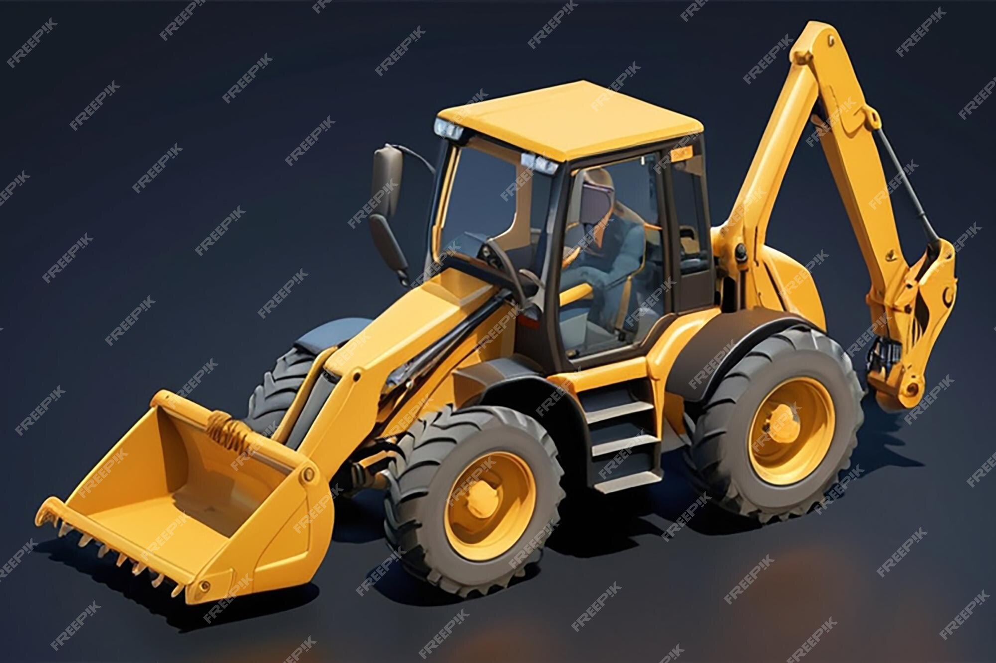 Isometric Backhoe Loader with a Telescopic Arm | Premium AI-generated image Isometric Backhoe Loader with a Telescopic Arm | Premium AI-generated image
