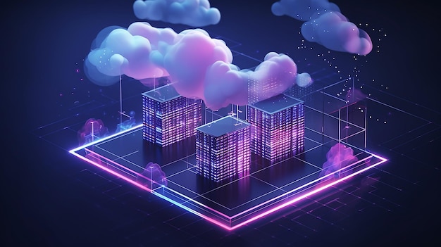 Premium Photo Isometric Cloud Computing Concept Represented By A