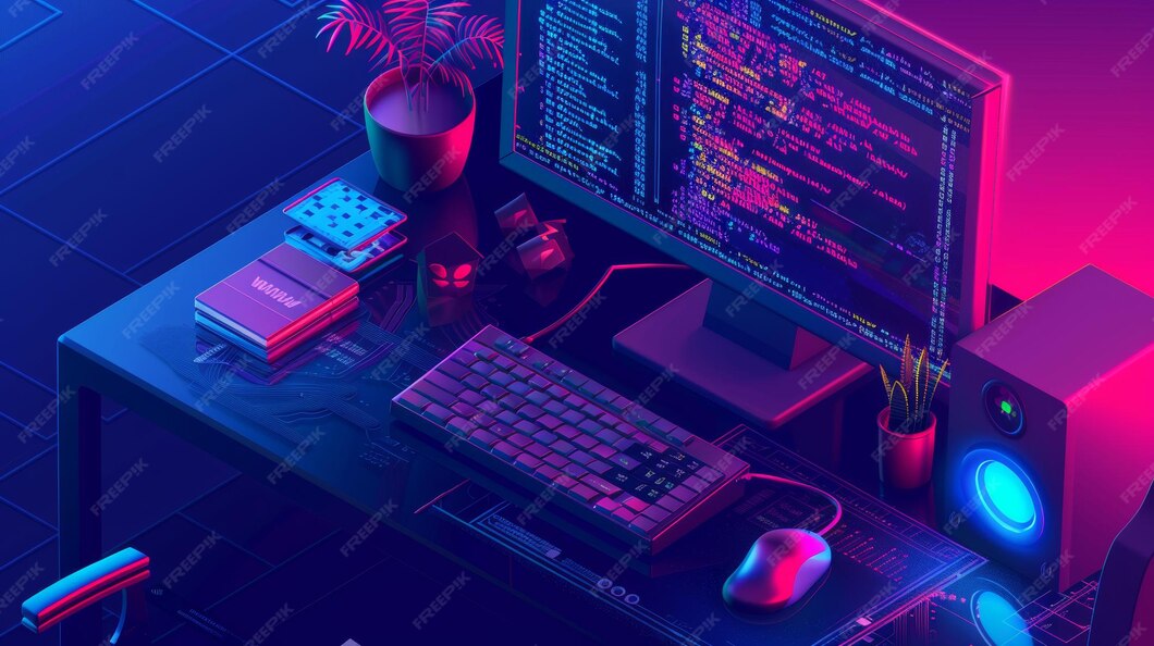 Premium Photo | An isometric landing page for an online hackathon There ...