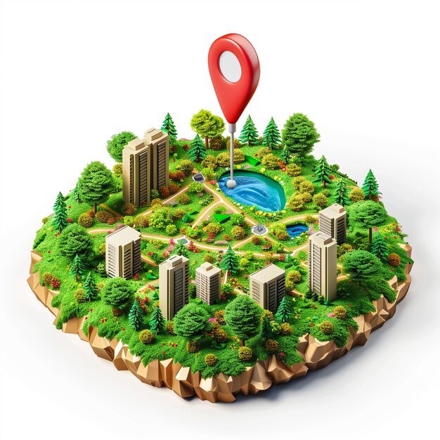 Isometric Map With Location Pointer Premium Ai Generated Image