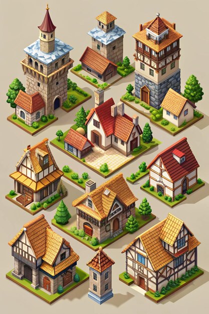 Isometric Medieval Buildings Creation Kit | Premium AI-generated image Isometric Medieval Buildings Creation Kit | Premium AI-generated image