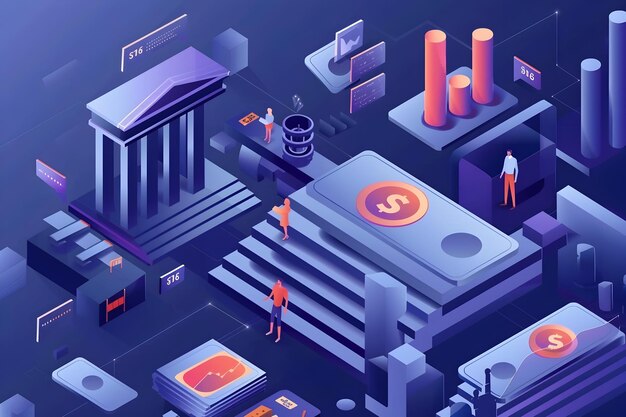 Isometric Visualization of Financial Debt Consolidation Concept ... Isometric Visualization of Financial Debt Consolidation Concept ...