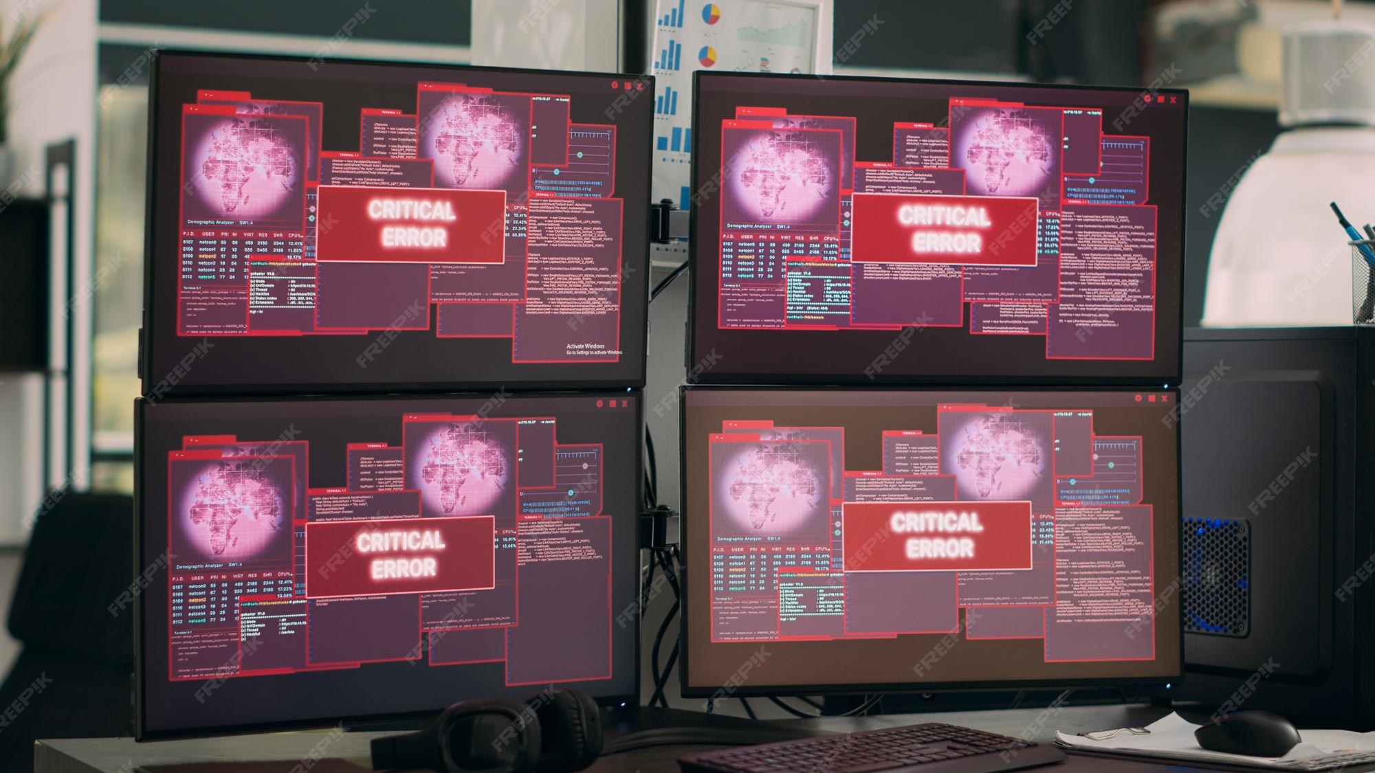 Premium Photo It Office Displaying Critical Error Message Flashing On