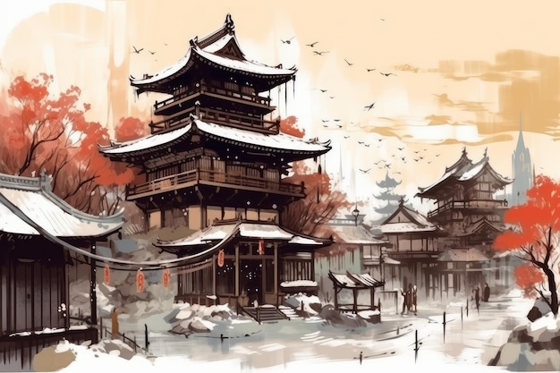 Premium AI Image | Japanese architecture Ancient culture asian Generate Ai Premium AI Image | Japanese architecture Ancient culture asian Generate Ai