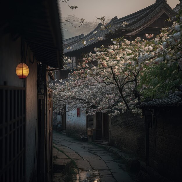Premium Photo Japanese Style Old Street