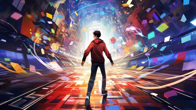 Premium AI Image | Journey Through a Vibrant Digital Metropolis Premium AI Image | Journey Through a Vibrant Digital Metropolis