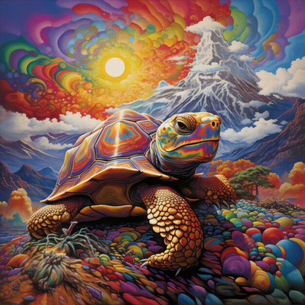 Premium AI Image | Journey Through the Vibrant Rainbowcore Terrapin World Premium AI Image | Journey Through the Vibrant Rainbowcore Terrapin World