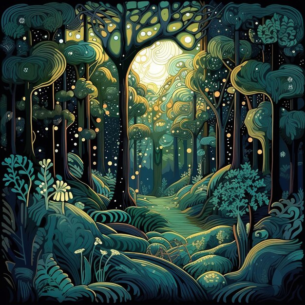 Premium AI Image | jungle scene illustration Premium AI Image | jungle scene illustration