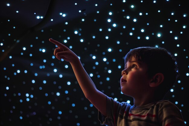 Premium Photo | Kid pointing at glowinthedark ceiling stars Premium Photo | Kid pointing at glowinthedark ceiling stars