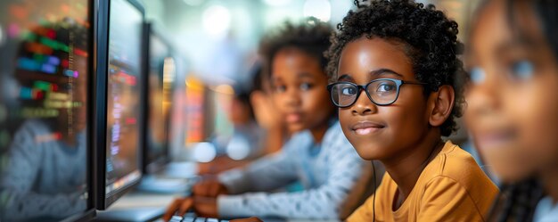Premium Photo | Kids engrossed in coding lessons at computer lab eager ...
