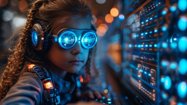 Premium Photo | Kids learning computer game technology robotics engineering Programming game AI ...