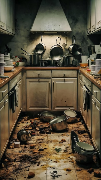 Kitchen messy dirty generate | Premium AI-generated image Kitchen messy dirty generate | Premium AI-generated image