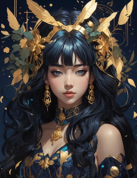 Premium Ai Image Korean Girls Cosmic Look Space Buns And Navy