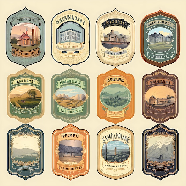 Premium AI Image | Label Collection Vintage Branding And Aesthetics ... Premium AI Image | Label Collection Vintage Branding And Aesthetics ...
