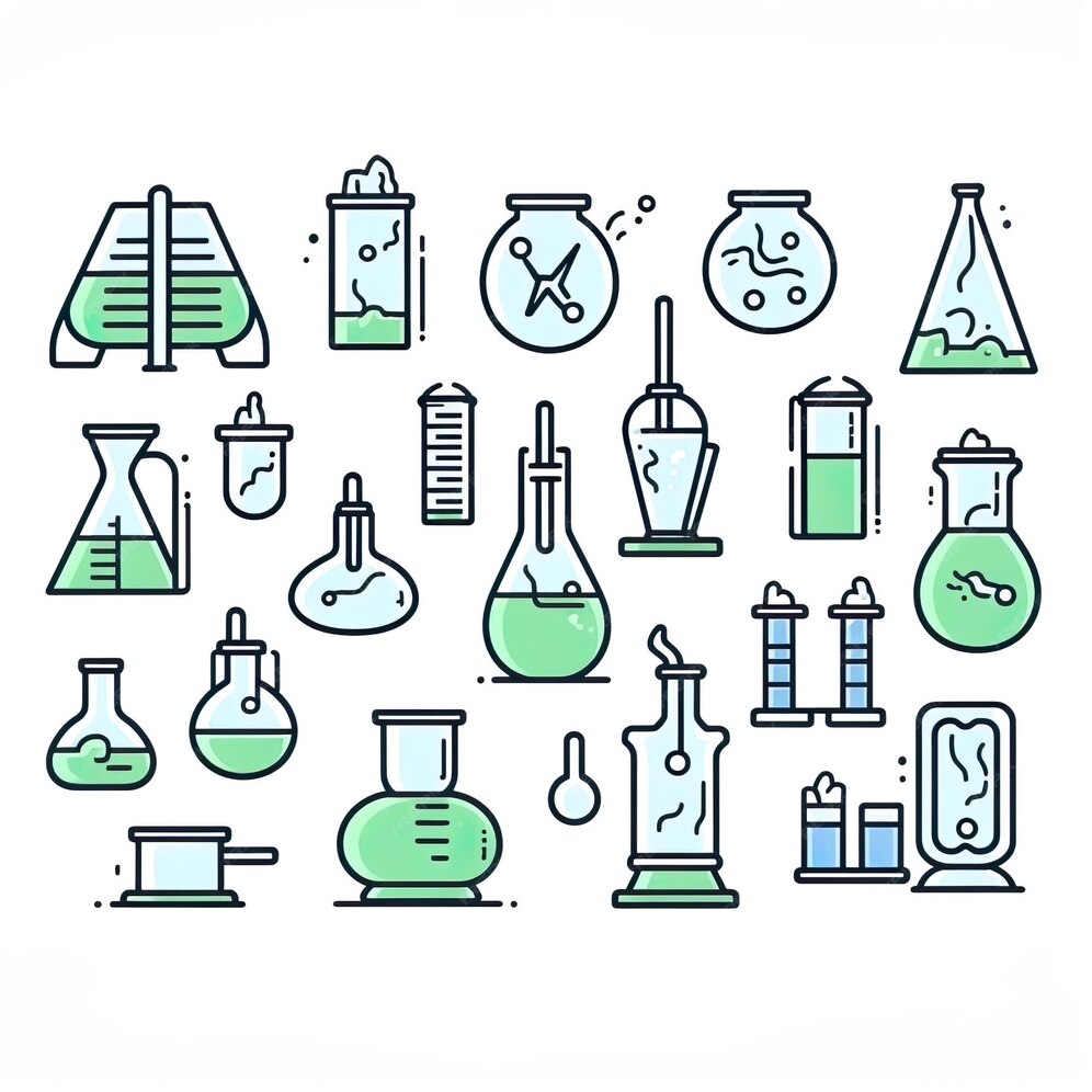 Laboratory Or Chemistry Symbols Icon Set Premium Ai Generated Image